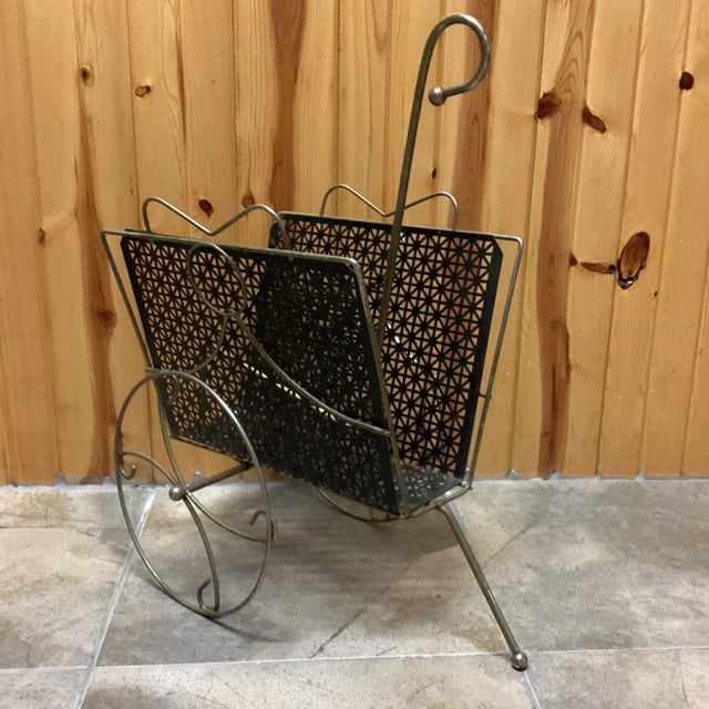 Vintage Mid-Century Modern Newspaper Rack | Chairish
