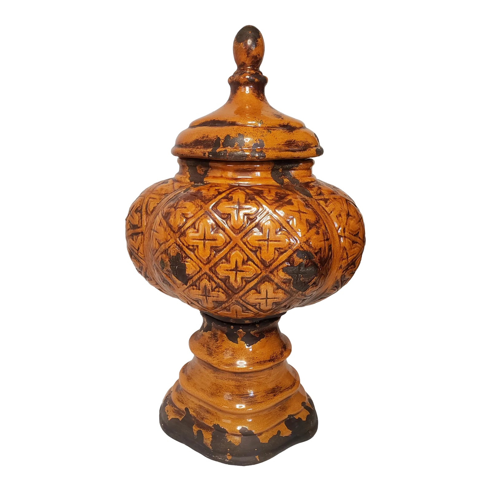 Early 21st Century Uttermost Mediterranean Ceramic Urn Rust Orange Tall ...