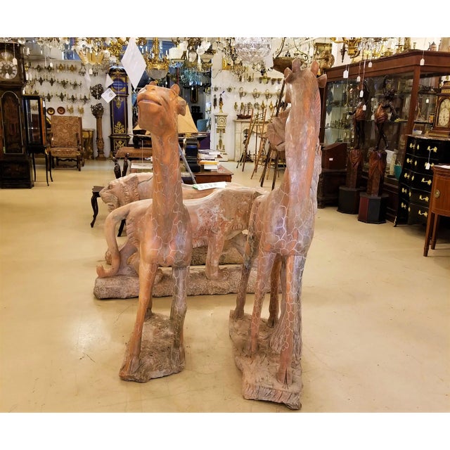 20th Century Life Size Pink Striated Marble Baby Giraffes | Chairish