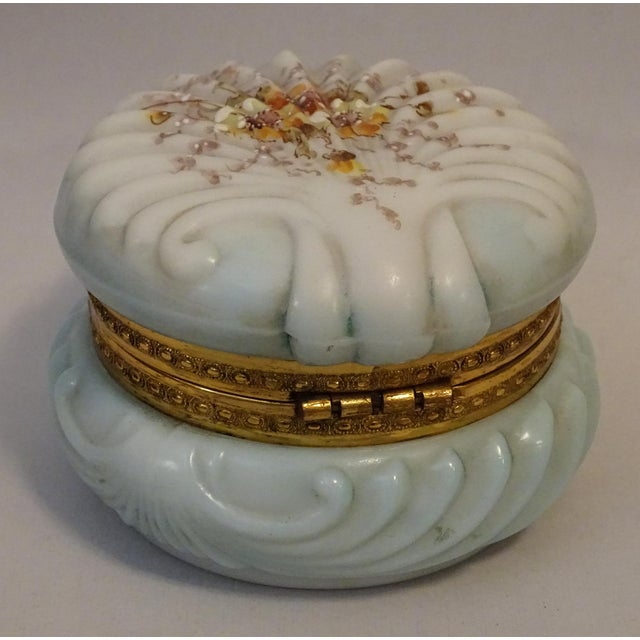 Late 19th Century Cf Monroe Wave Crest Shell Pattern Enamel Glass Box ...
