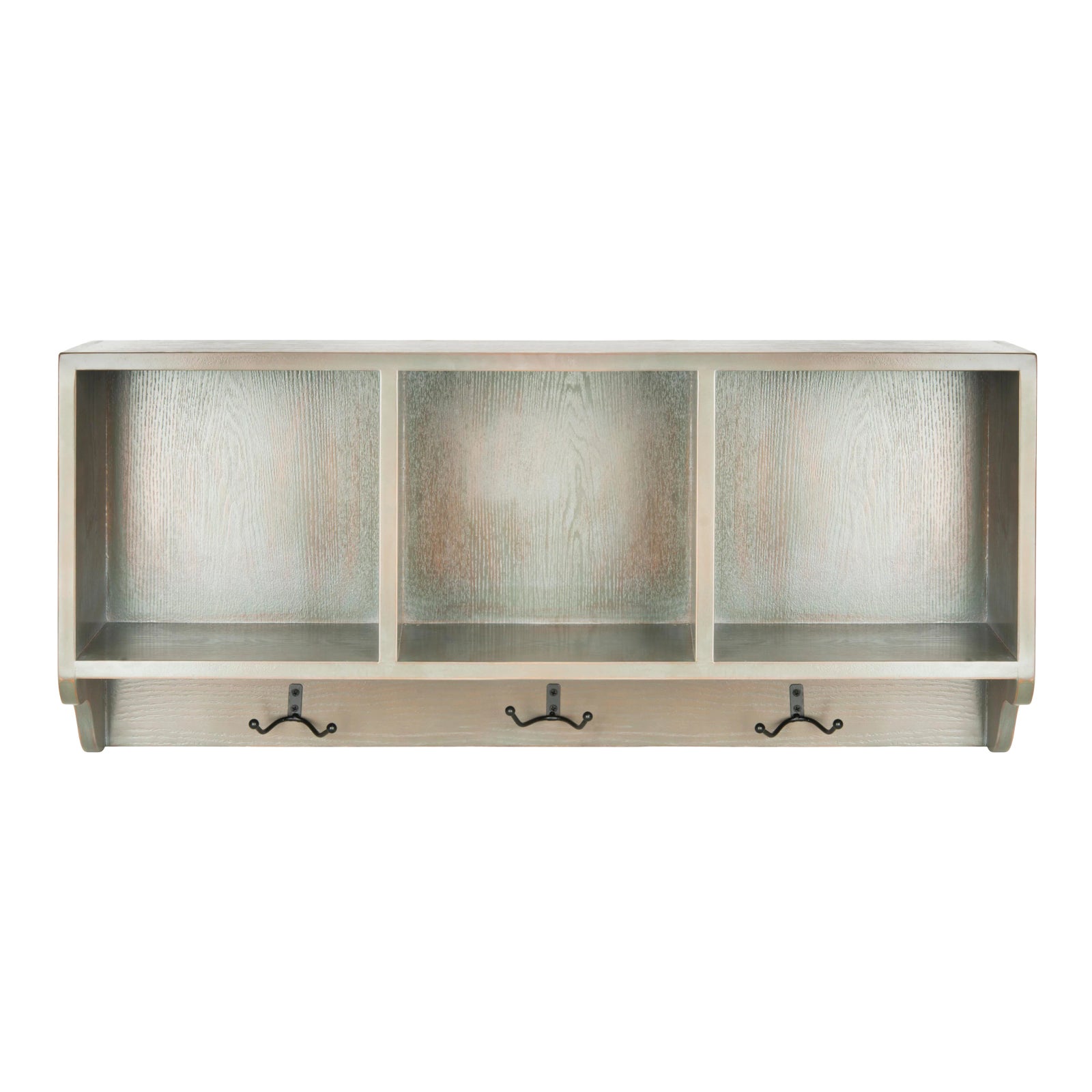 Wall Shelf With Storage Compartments in French Grey | Chairish