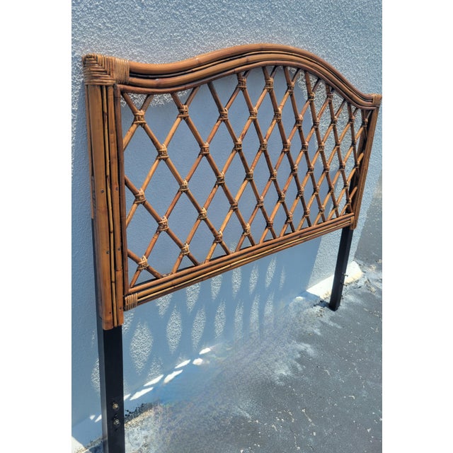 Vintage Bamboo Rattan Chippendale Arched Queen Size British Colonial ...