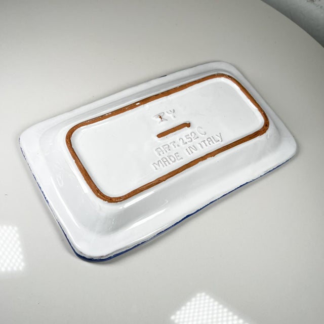 1990s Hand Painted Art Plate Blue Fish Nino Parrucca Ceramiche Palermo ...