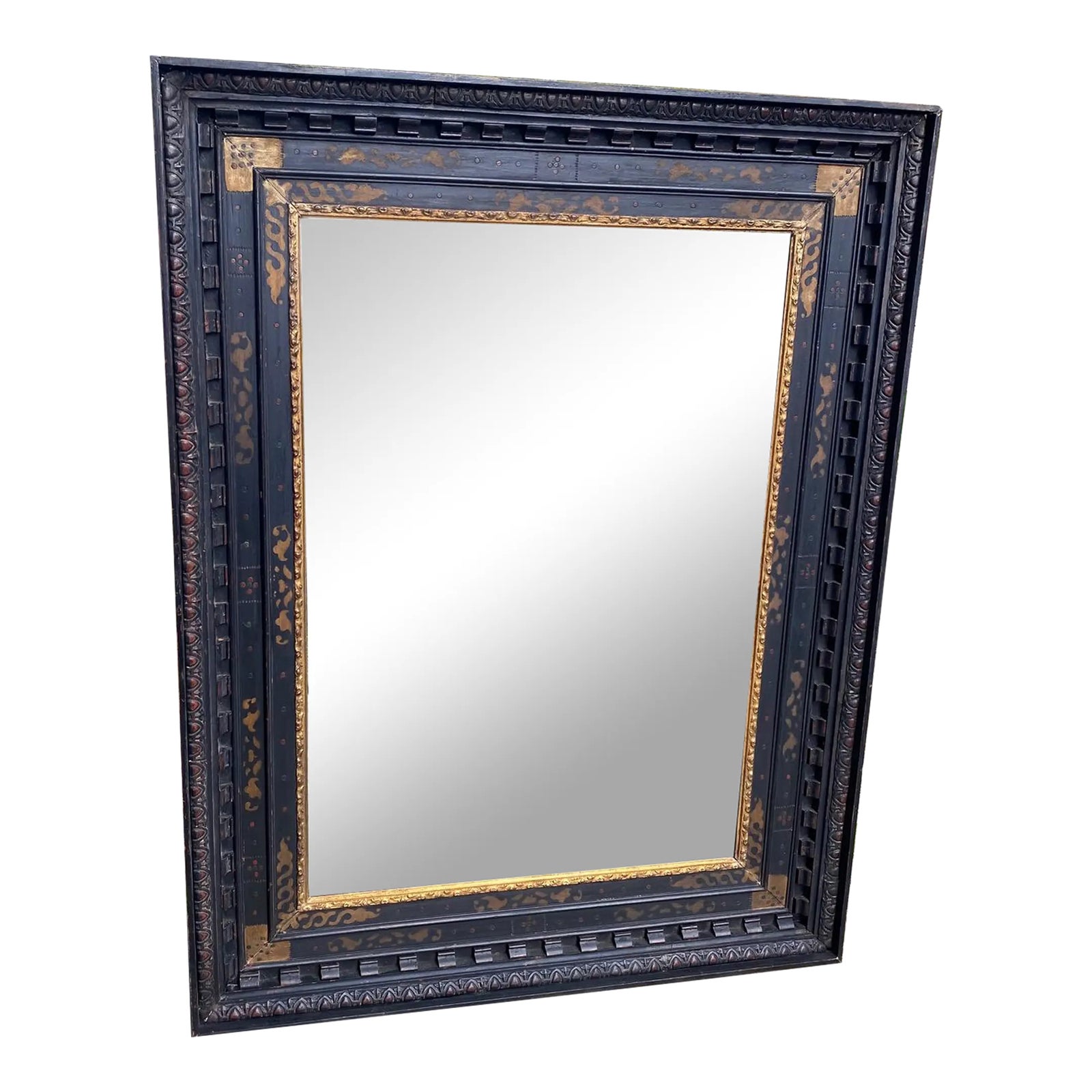 French 16th Century Renaissance Painted Framed Mirror | Chairish