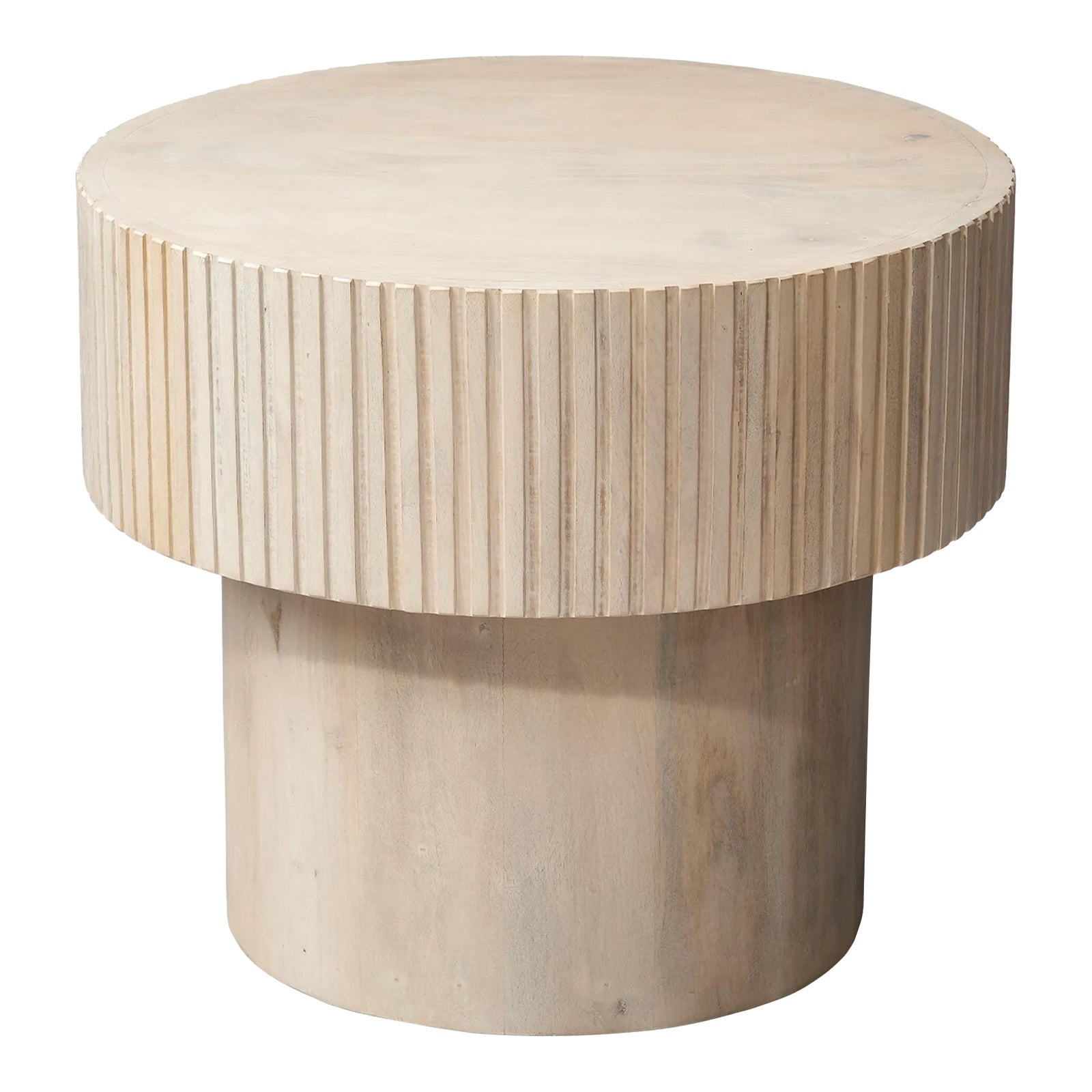 Jamie Young Notch Round Side Table in White Bleach | Chairish