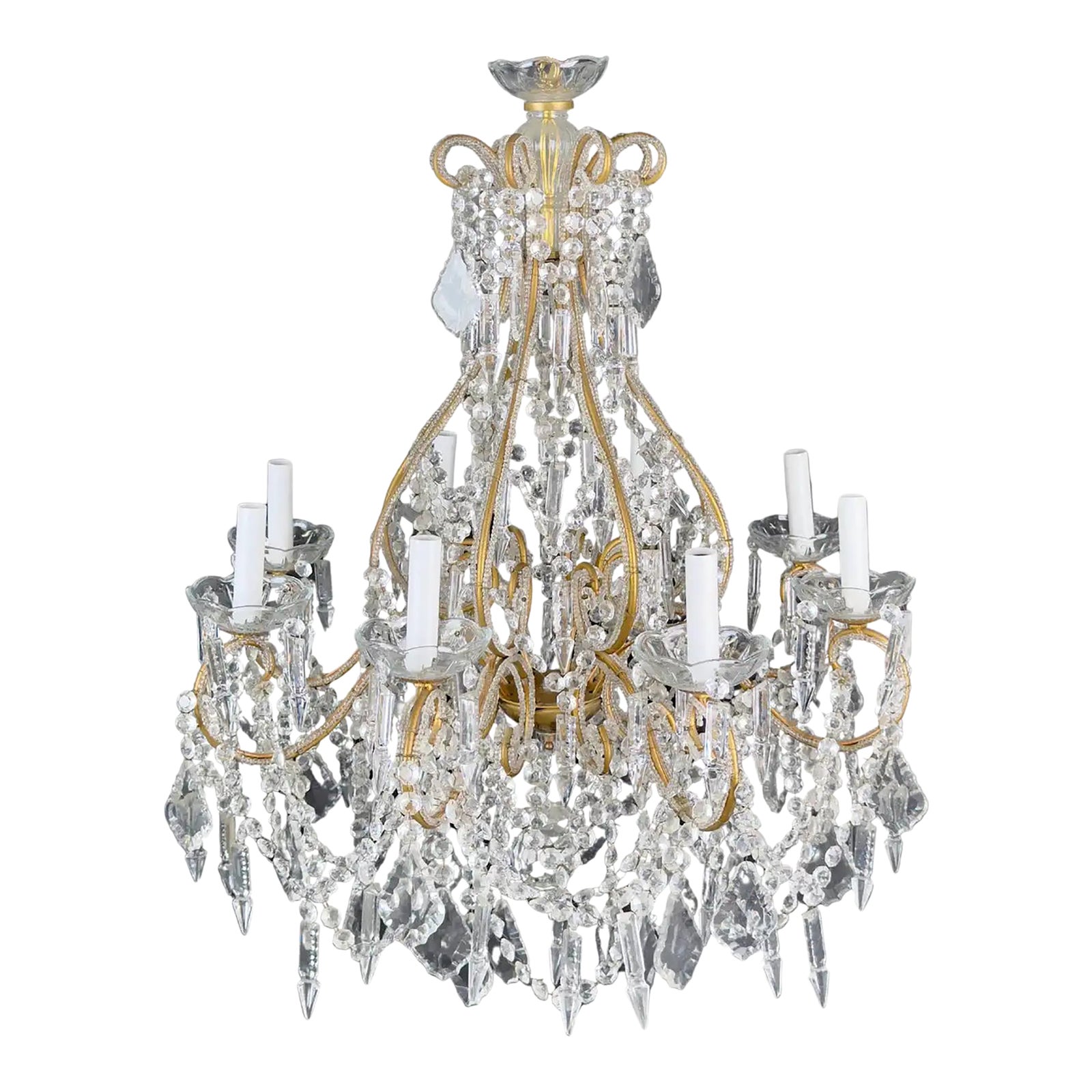 French Louis XV Marie Therese Style Cut Crystal Chandelier, 8 Arms | Chairish