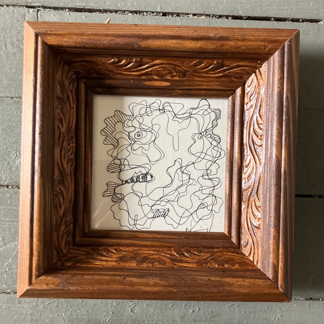 1980s Two Original Wayne Cunningham Abstract Pen and Ink Drawings Set ...