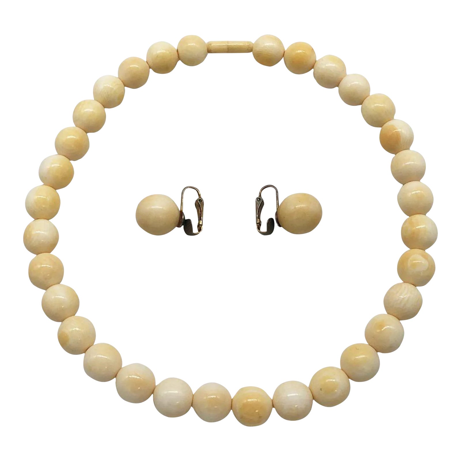 1920s Flapper Era Deer Bone Beaded Necklace Choker With Matching Clip ...