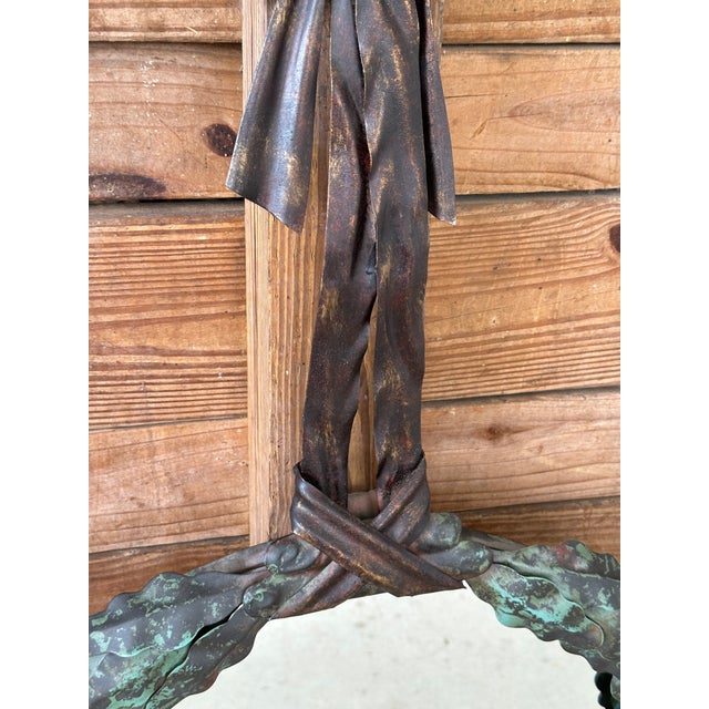 Regency LaBarge Italian Patinated Tole Wreath Bow Metal Wall Mirror ...