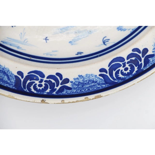 19th Century Portuguese Blue and White Large Wall Plate Depicting a ...