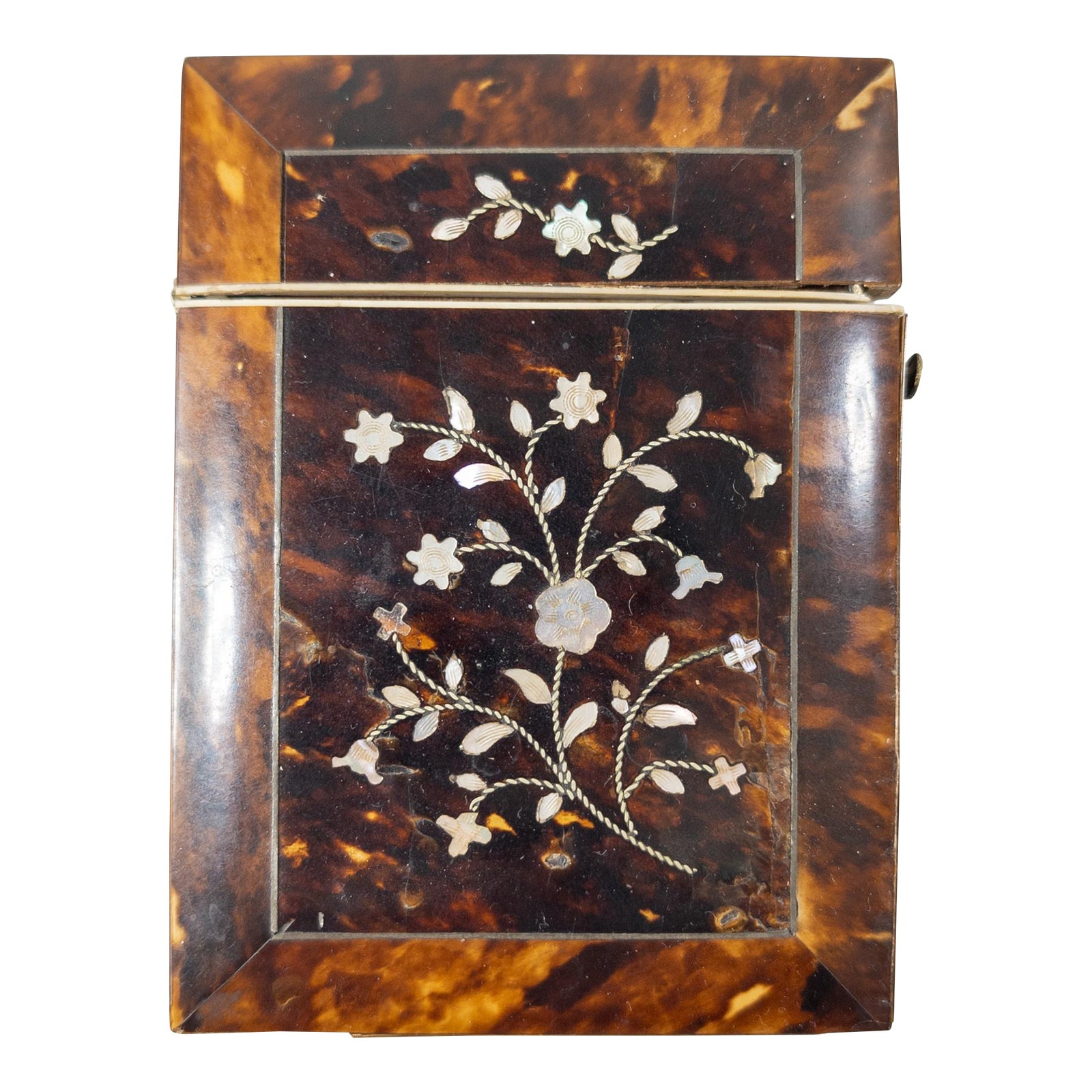 19th Century English Victorian Veneered Mother of Pearl Inlaid Calling ...
