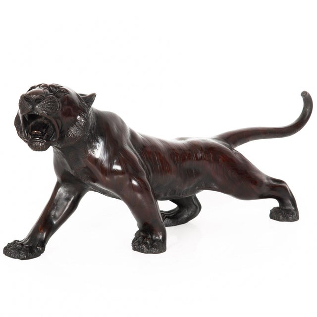 Japanese Meiji Bronze Sculpture Okimono “Roaring Tiger” by Tsunemitsu ...