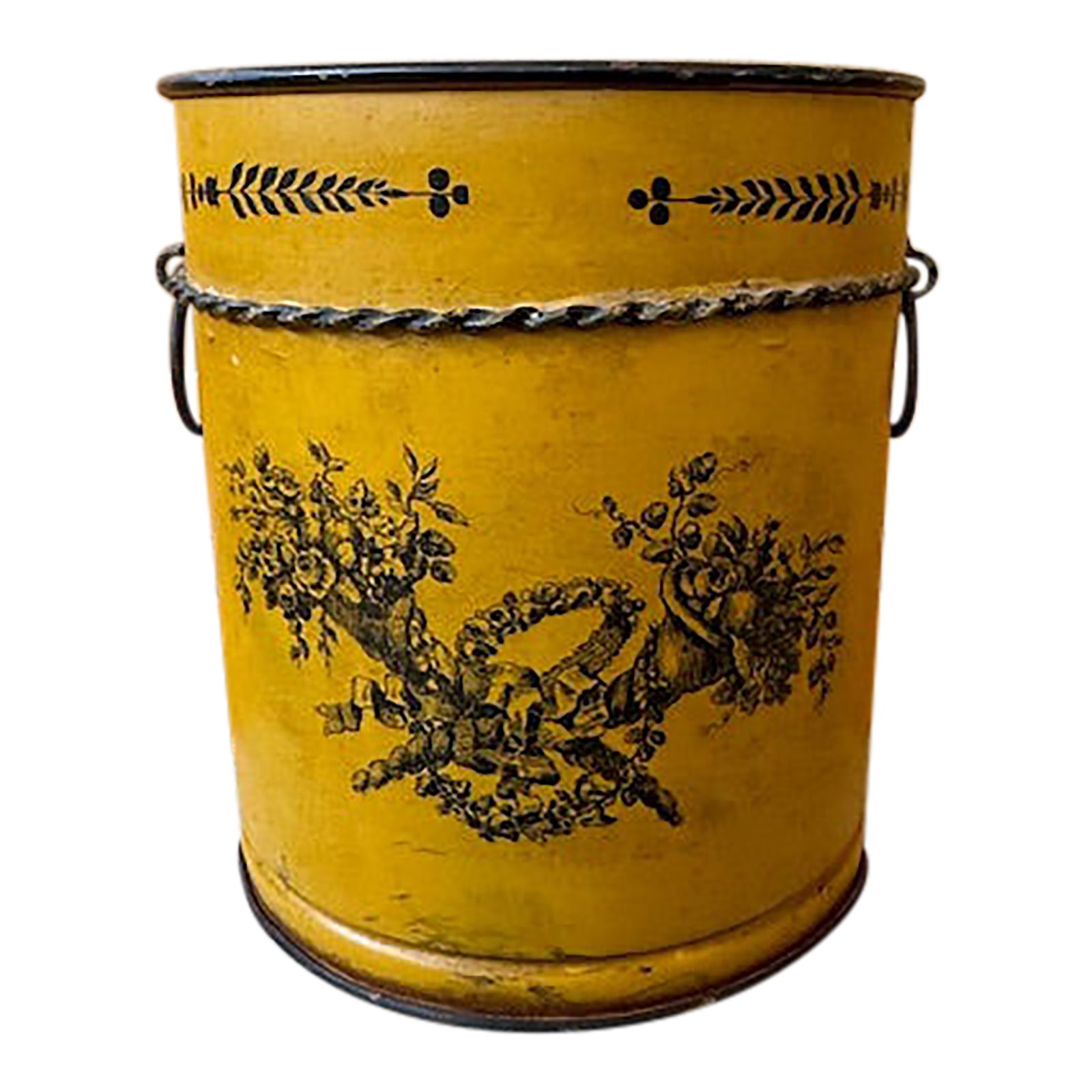 Vintage Mustard & Black Italian Tole Ware Wine Bucket | Chairish