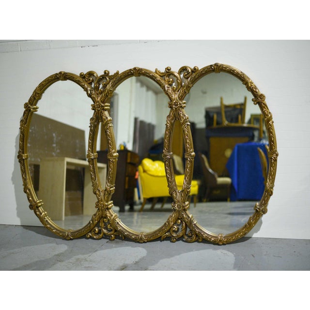 Mid-Century Triple Oval Interlocking Acanthus Decorated Gold Wall ...