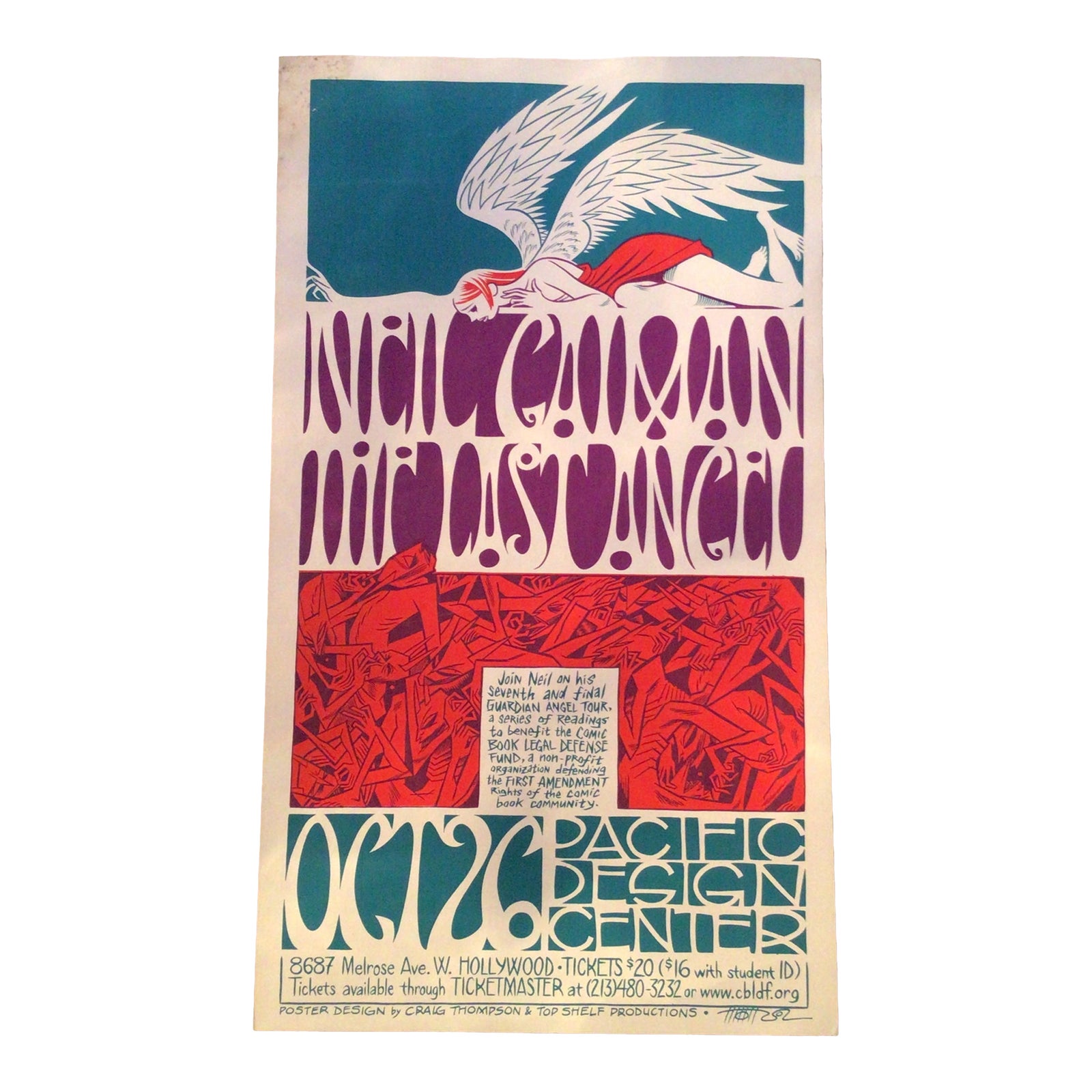 Original Neil Gaiman the Last Angel Silk Screened Tour Poster | Chairish