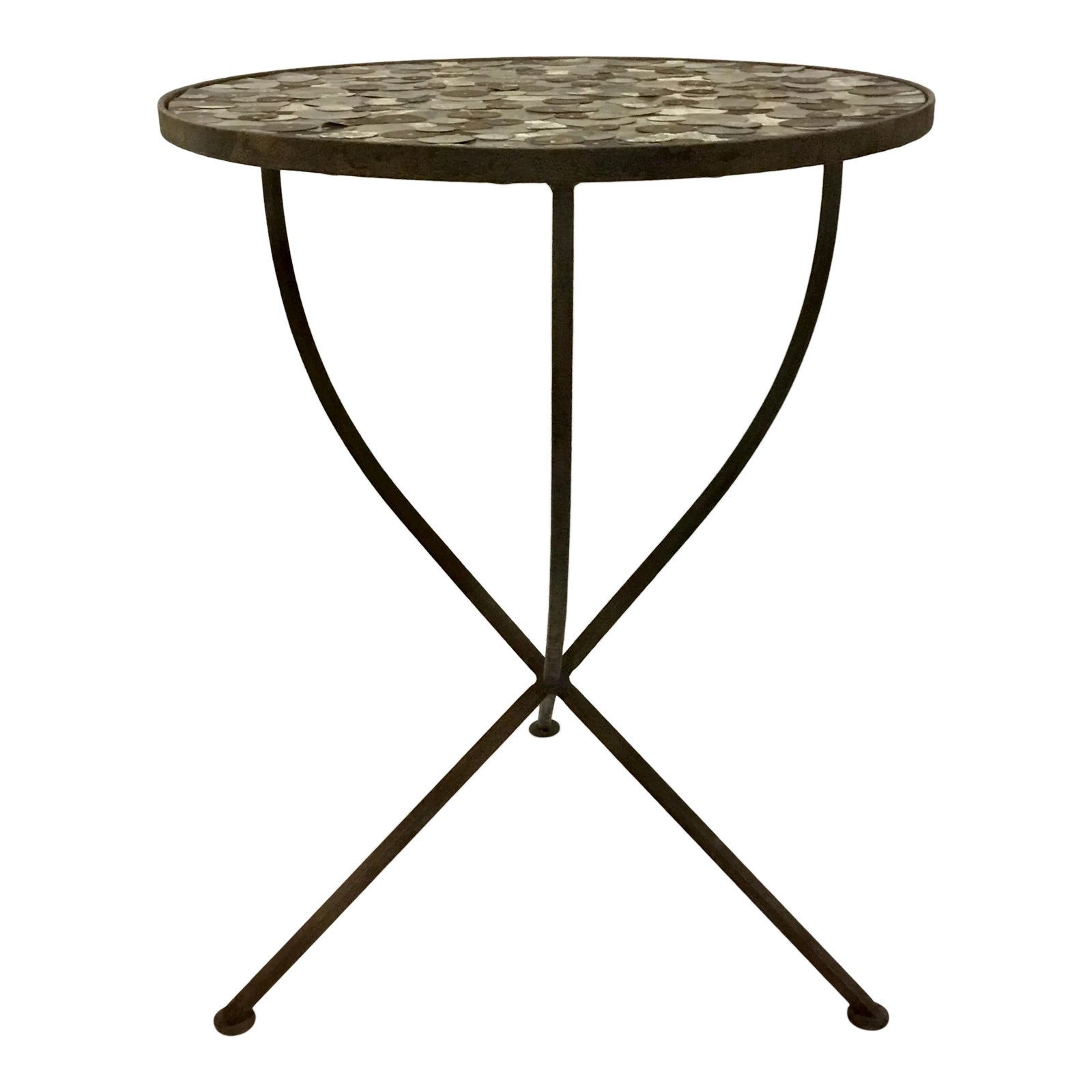Arteriors Industrial Modern Round Iron Side Table With Multi Mini Discs ...