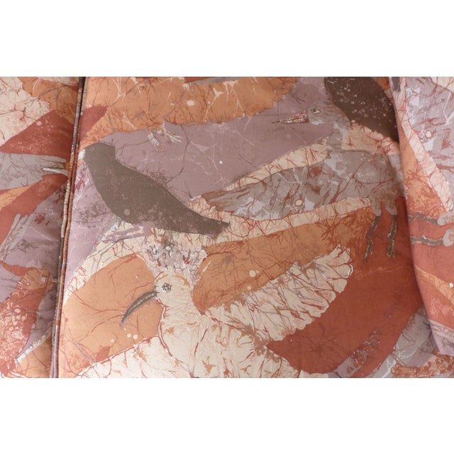 1960s Bernhardt Flair Fall Fowl Sofa Vintage Batik Birds Couch | Chairish