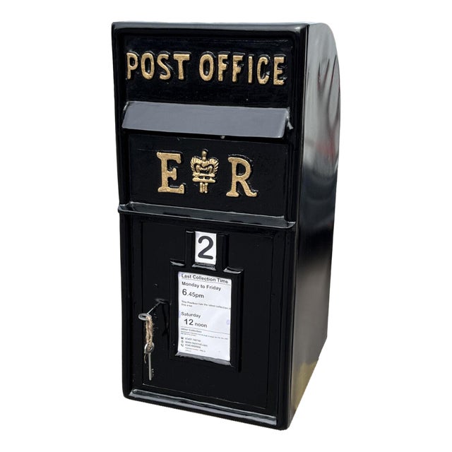 Black Post Box with Keys | Chairish