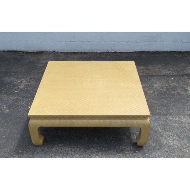 Baker Furniture Karl Springer Ivory Lacquered Raffia Ming Coffee Table ...