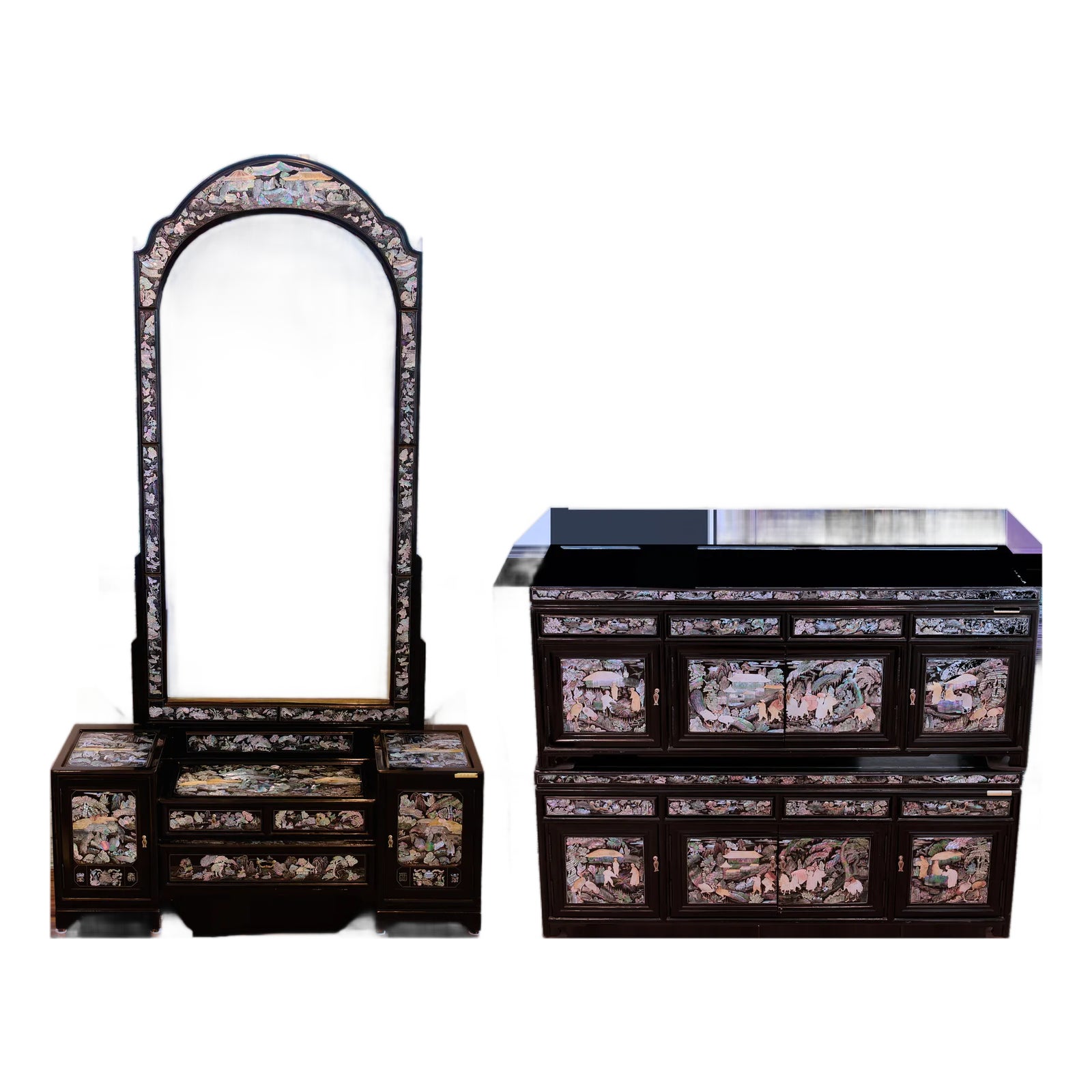 Vintage Korean Lacquer Vanity & Chest Set – 4-Piece Ensemble by Young ...