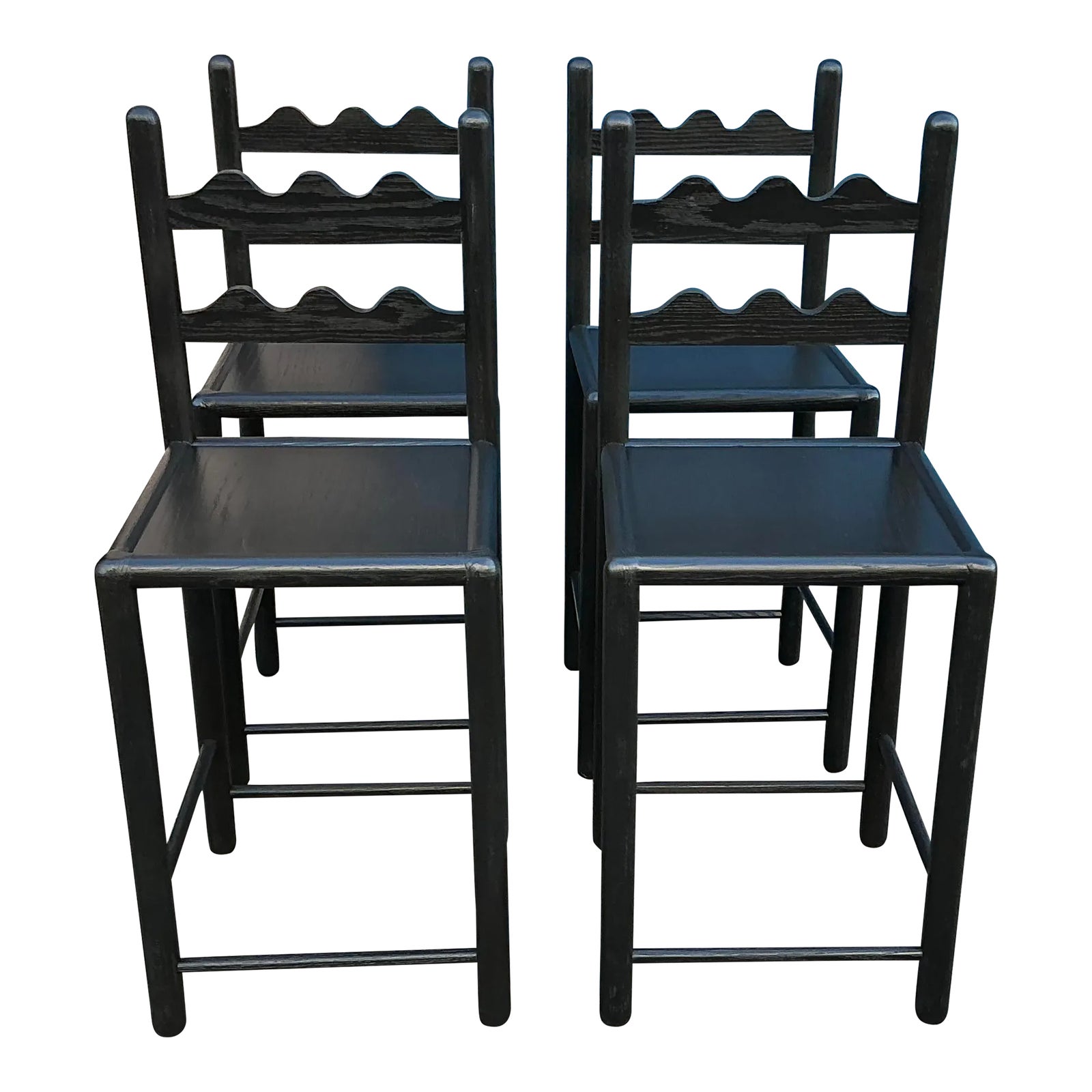 Solid Oak Country French Counter Stools-4 | Chairish