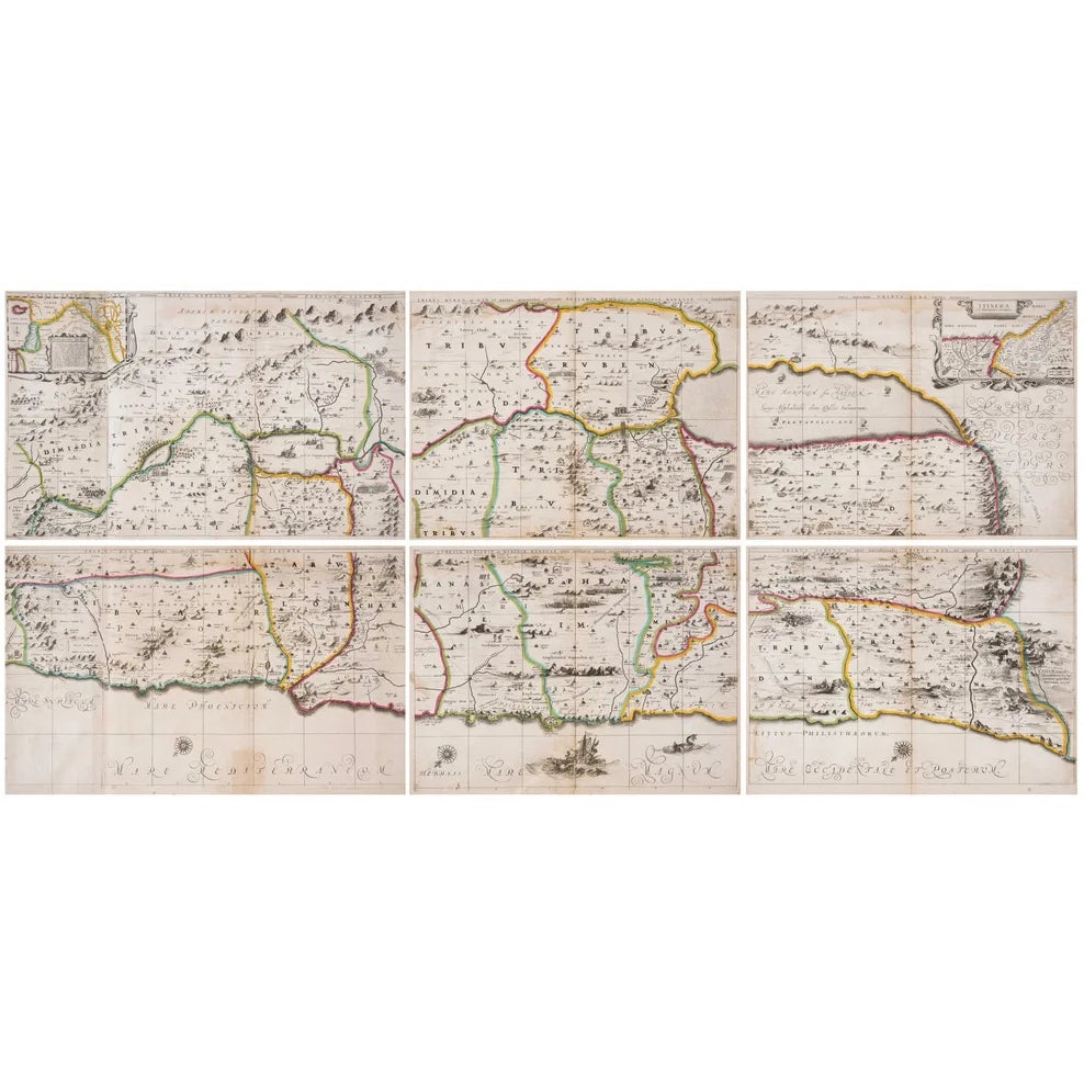 Large Map of the Holy Land and Twelve Tribes of Israel by Jansson, 1658 ...