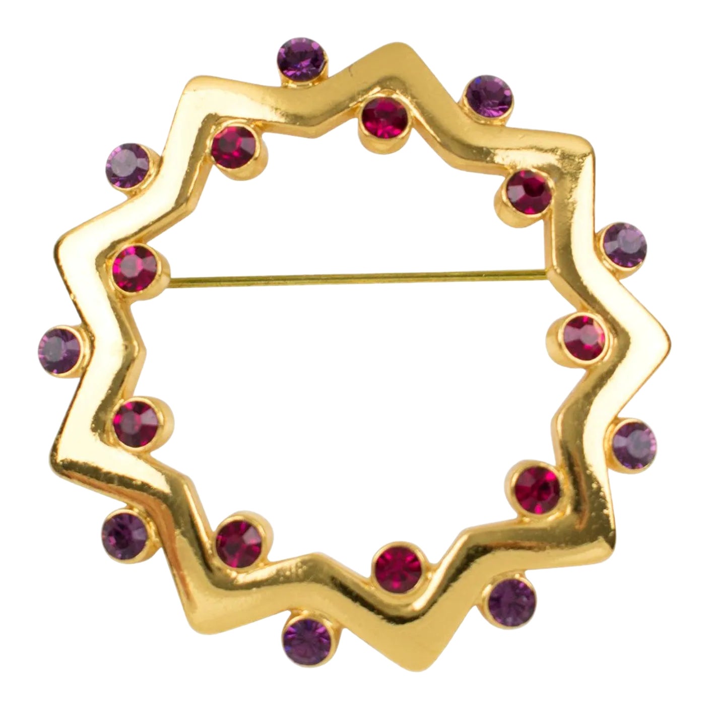 Yves Saint Laurent Ysl Purple and Red Jeweled Pin Brooch | Chairish