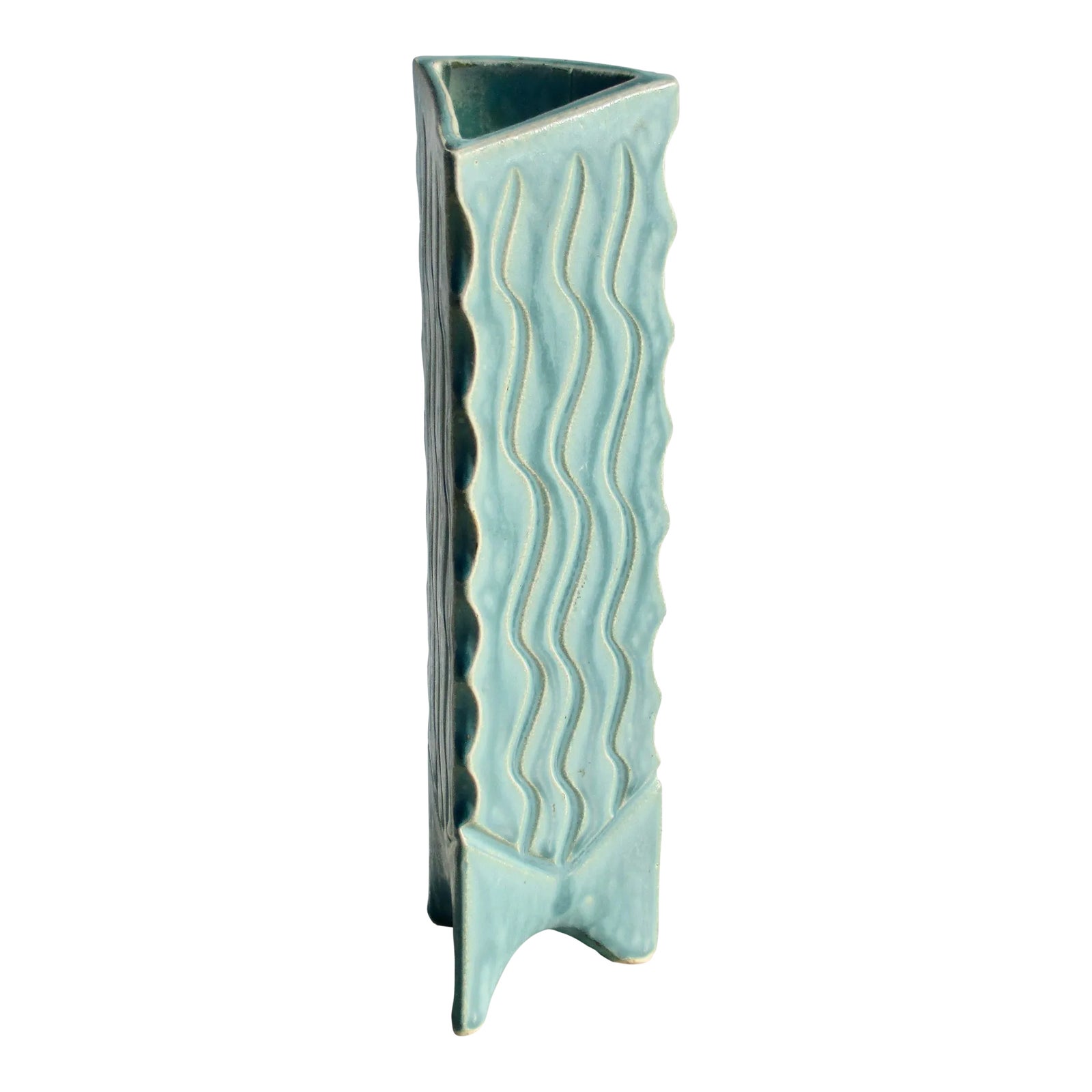 Modern Art Stoneware Triangular Vase | Chairish