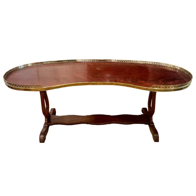 Vintage Traditional Federal Style Mahogany & Burl Wood Kidney Shaped ...