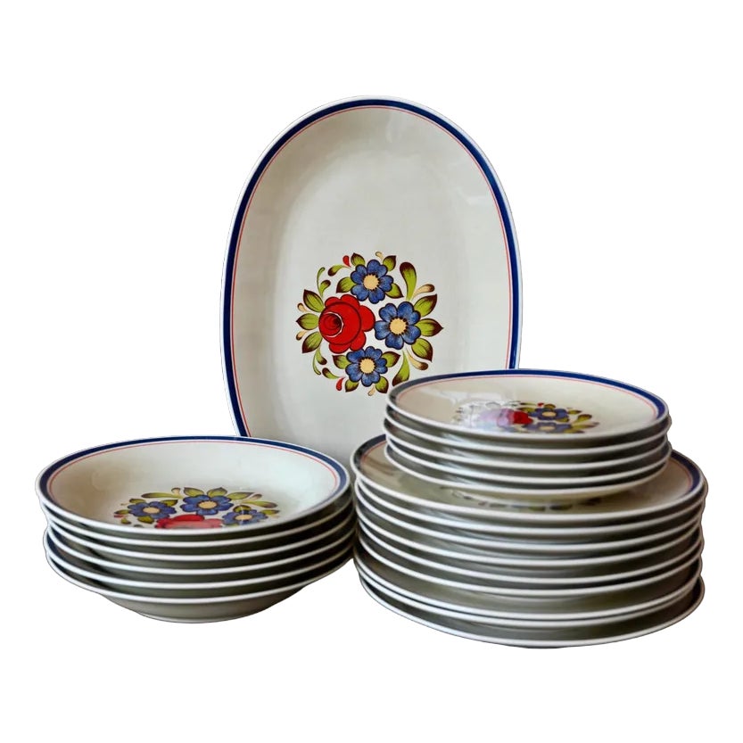 Bohemian Plates in Shooting Porcelain, Set of 24 | Chairish