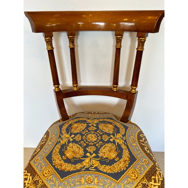 Empire Style Dining Chairs With Versace Upholstery- Set of 8 | Chairish