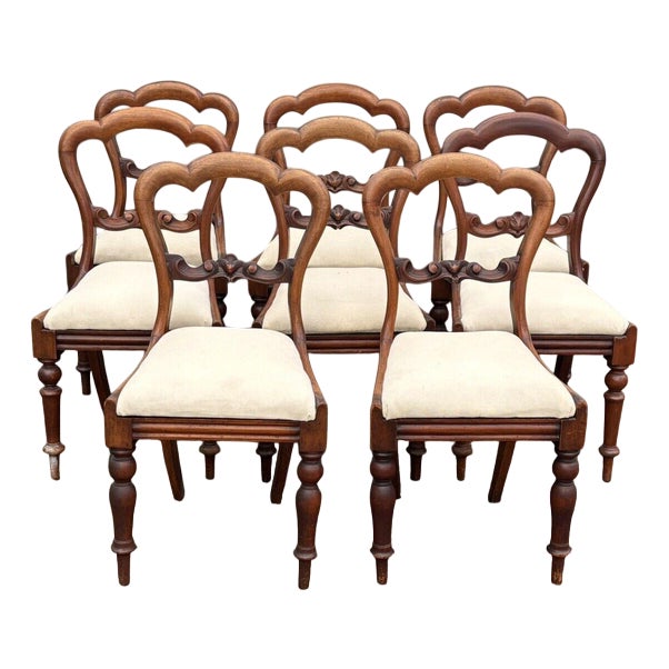 Mahogany Balloon Back Dining Chairs, Set of 8 | Chairish
