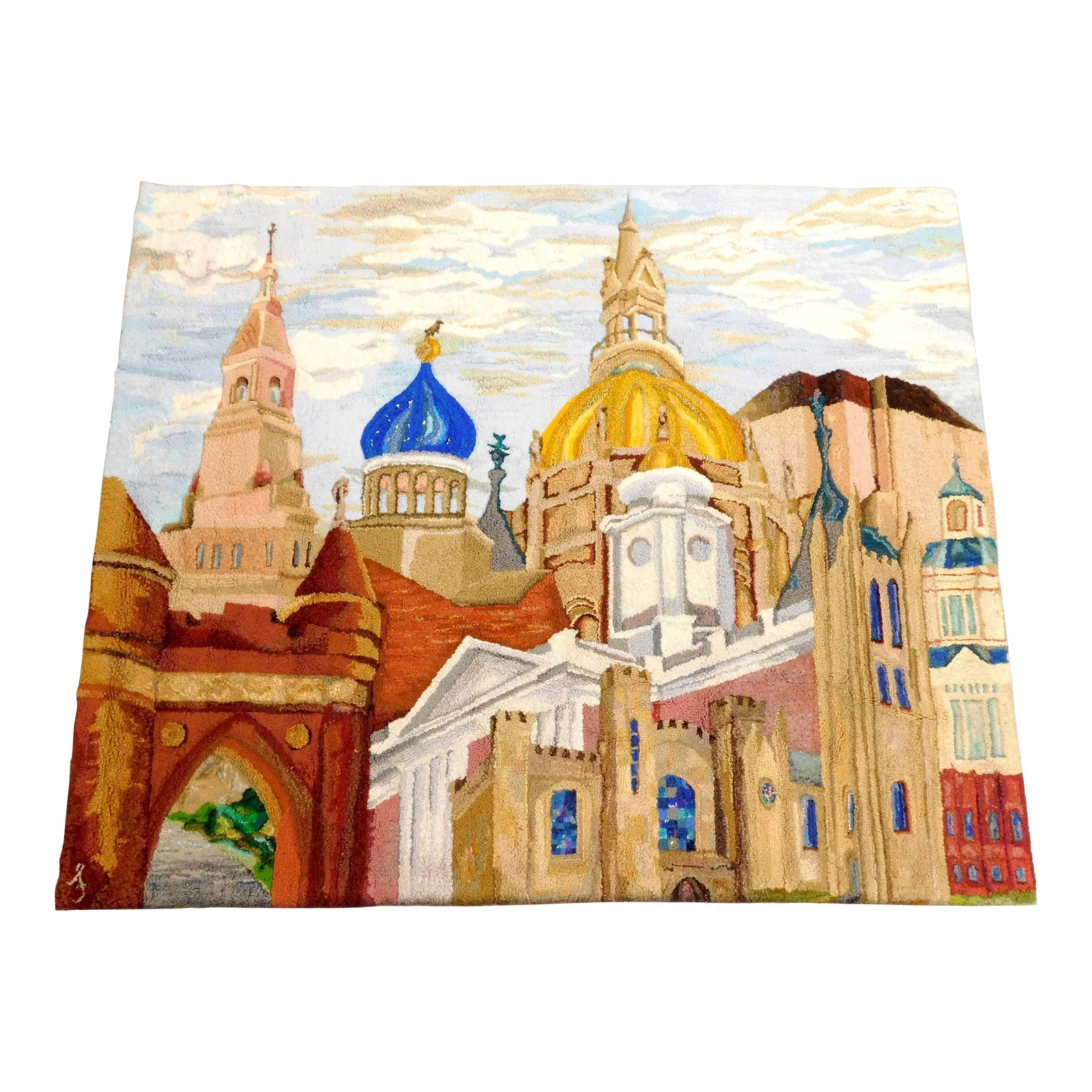Trudi Shippenberg Large Americana Folk Art Pictorial Hooked Rug Wool ...