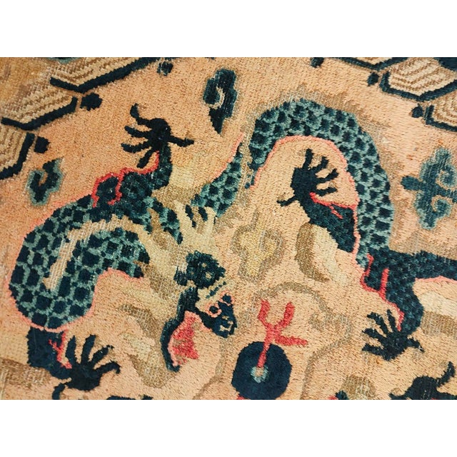 Late 19th Century Antique Chinese Ningxia Rug 4'0" X 4'0" | Chairish