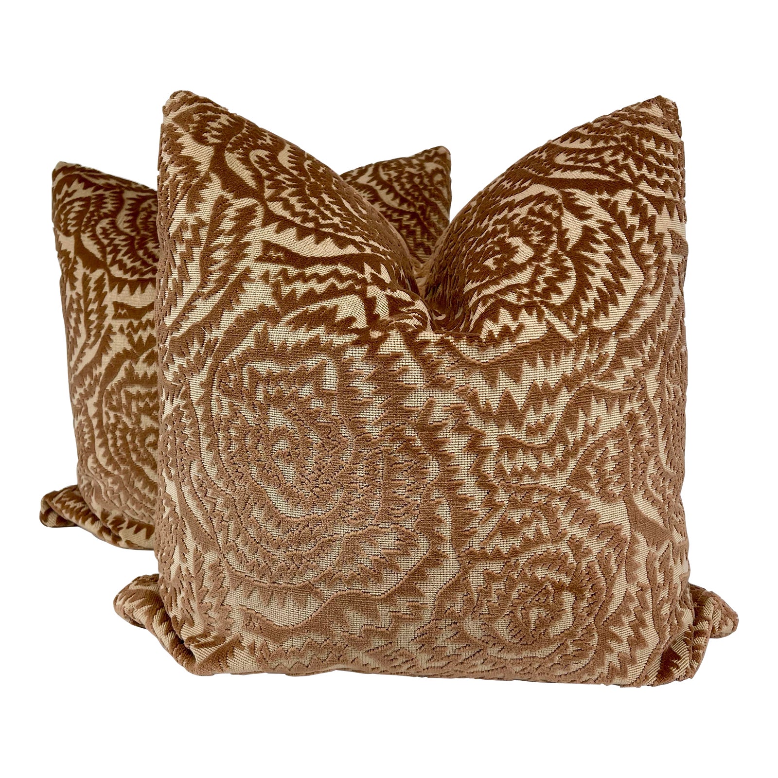 Kirby Design "Jagged Roses" in Amaretto 22" Pillows-A Pair | Chairish