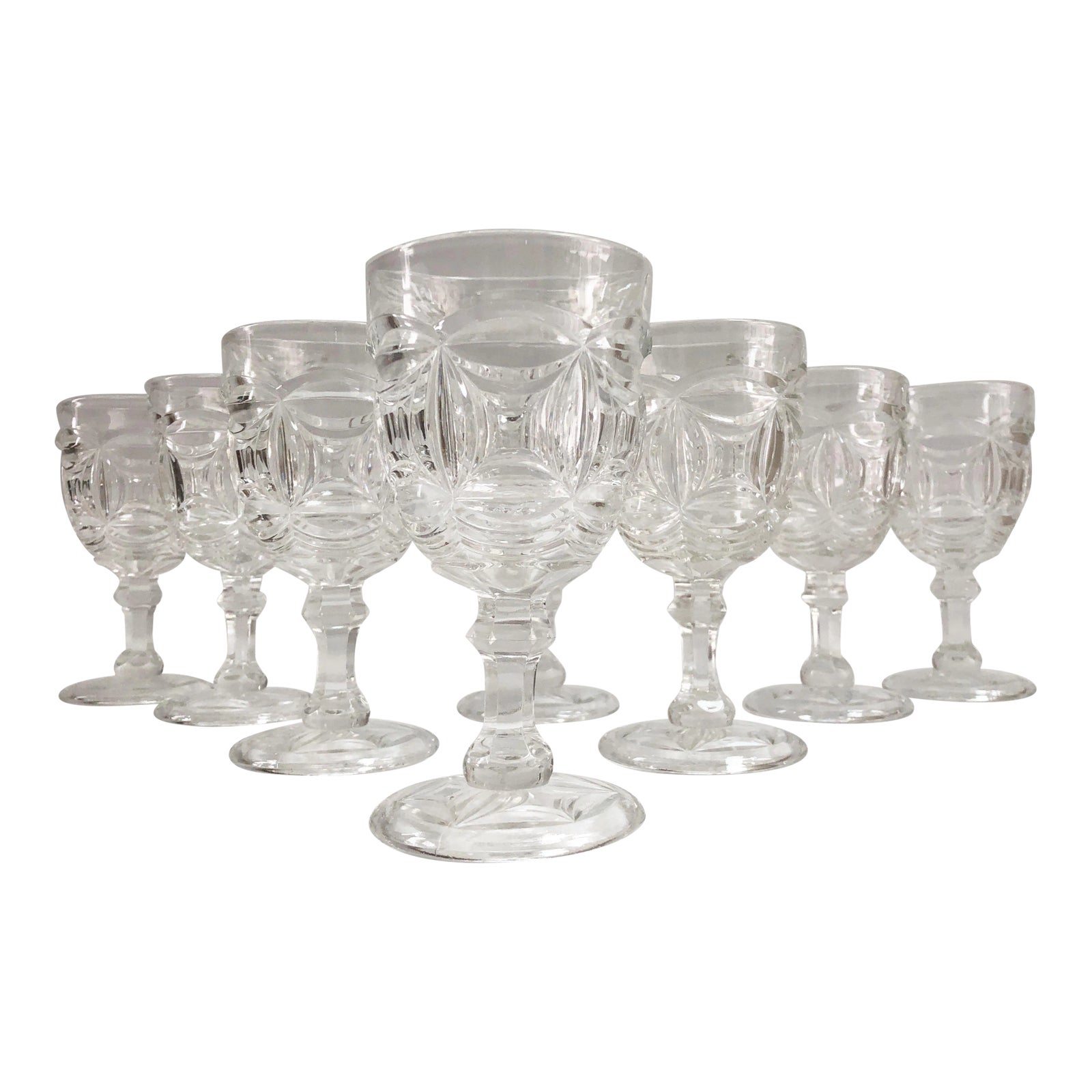 Mdcentury Vintage Glass Stemmed Wine Goblets - Set of 8 | Chairish