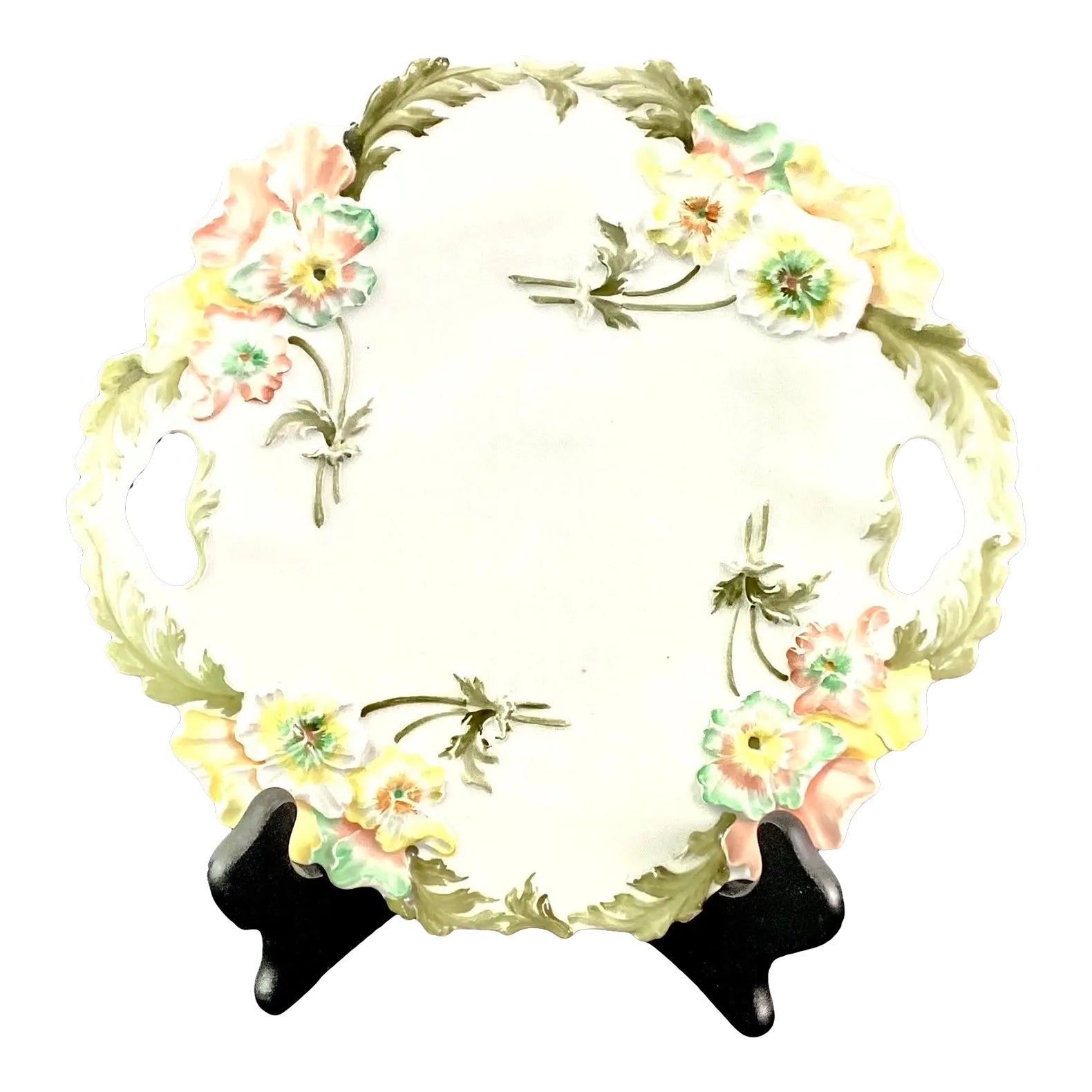 Early 20th Century Weimar Germany Porcelain Floral in Relief Platter ...