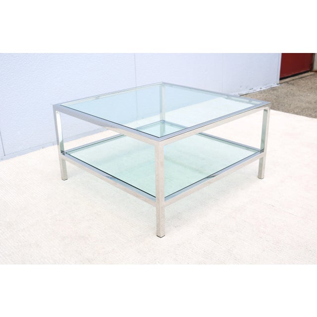 Mid-Century Modernism Milo Baughman Style Glass Square Coffee Table ...