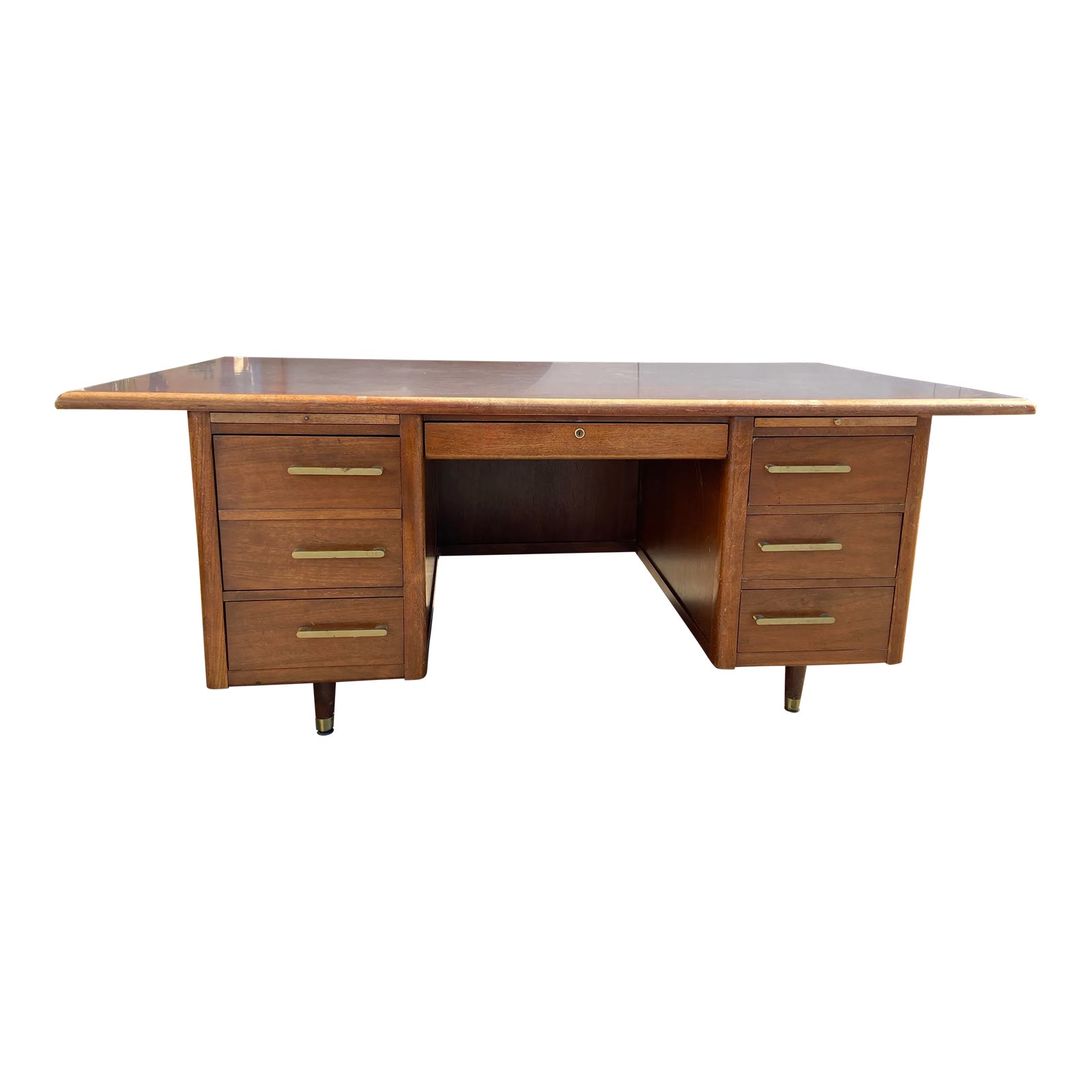 1970s Vintage Mid Century Modern Executive Desk | Chairish