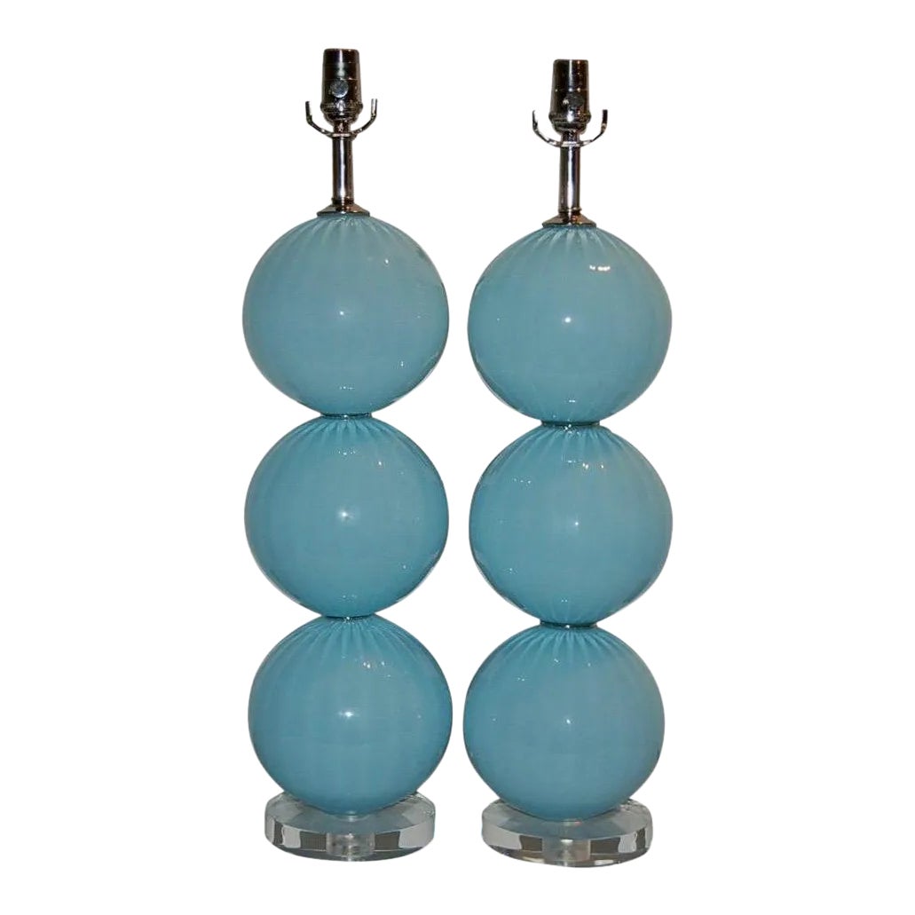 Joe Cariati Glass Lamps Blue | Chairish