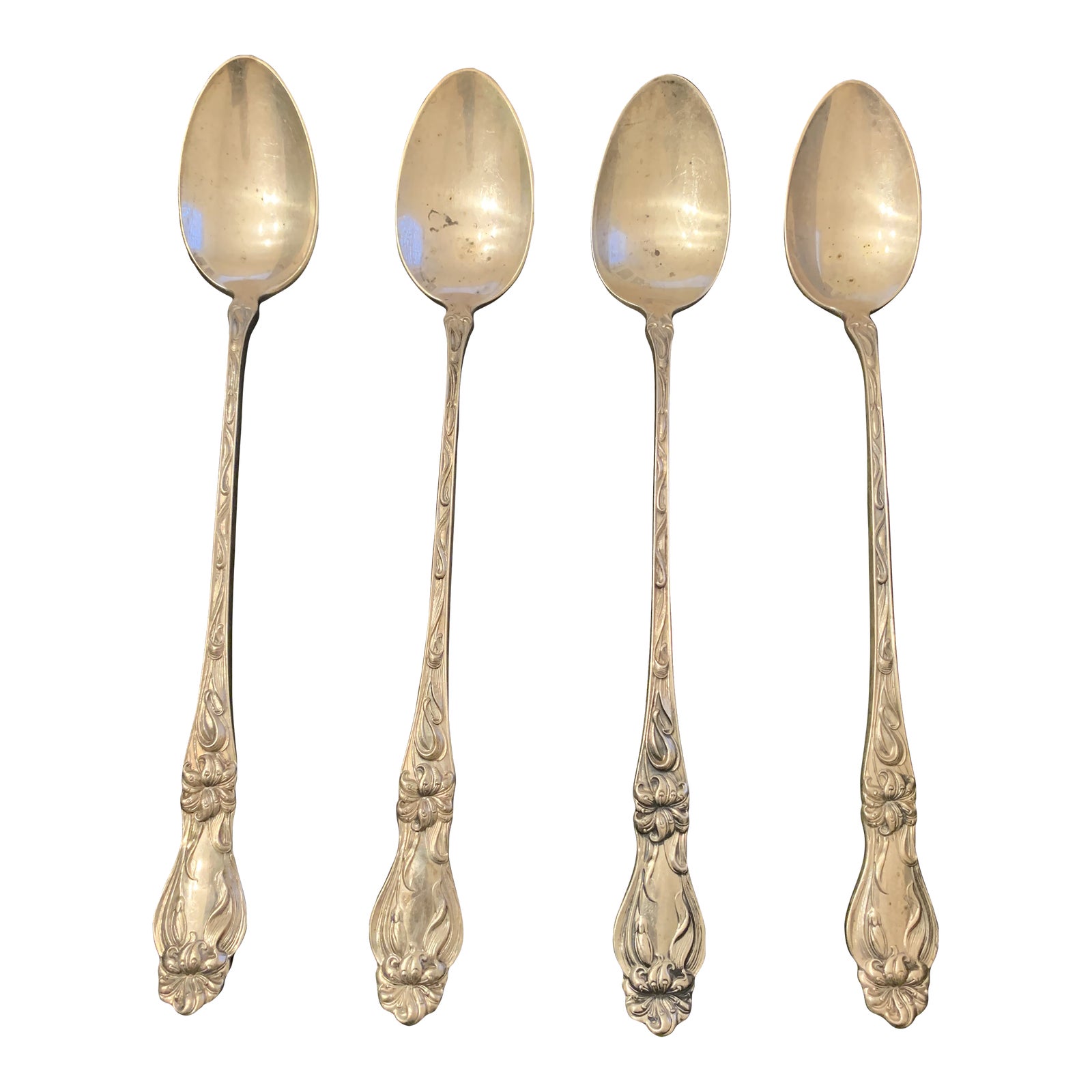 Antique 1910 Whiting Lily Pattern Sterling Silver Iced Tea Spoons- Set ...