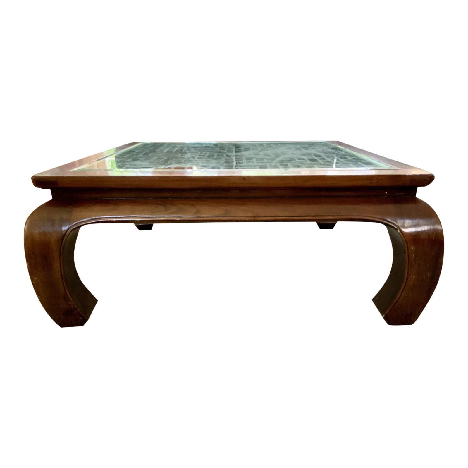 Chinese Square Lattice Top Elmwood Coffee Table | Chairish
