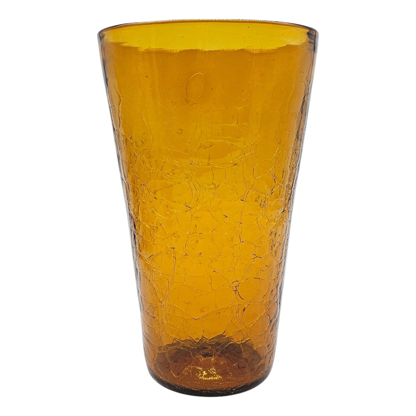 Amber Crackle Glass Vase