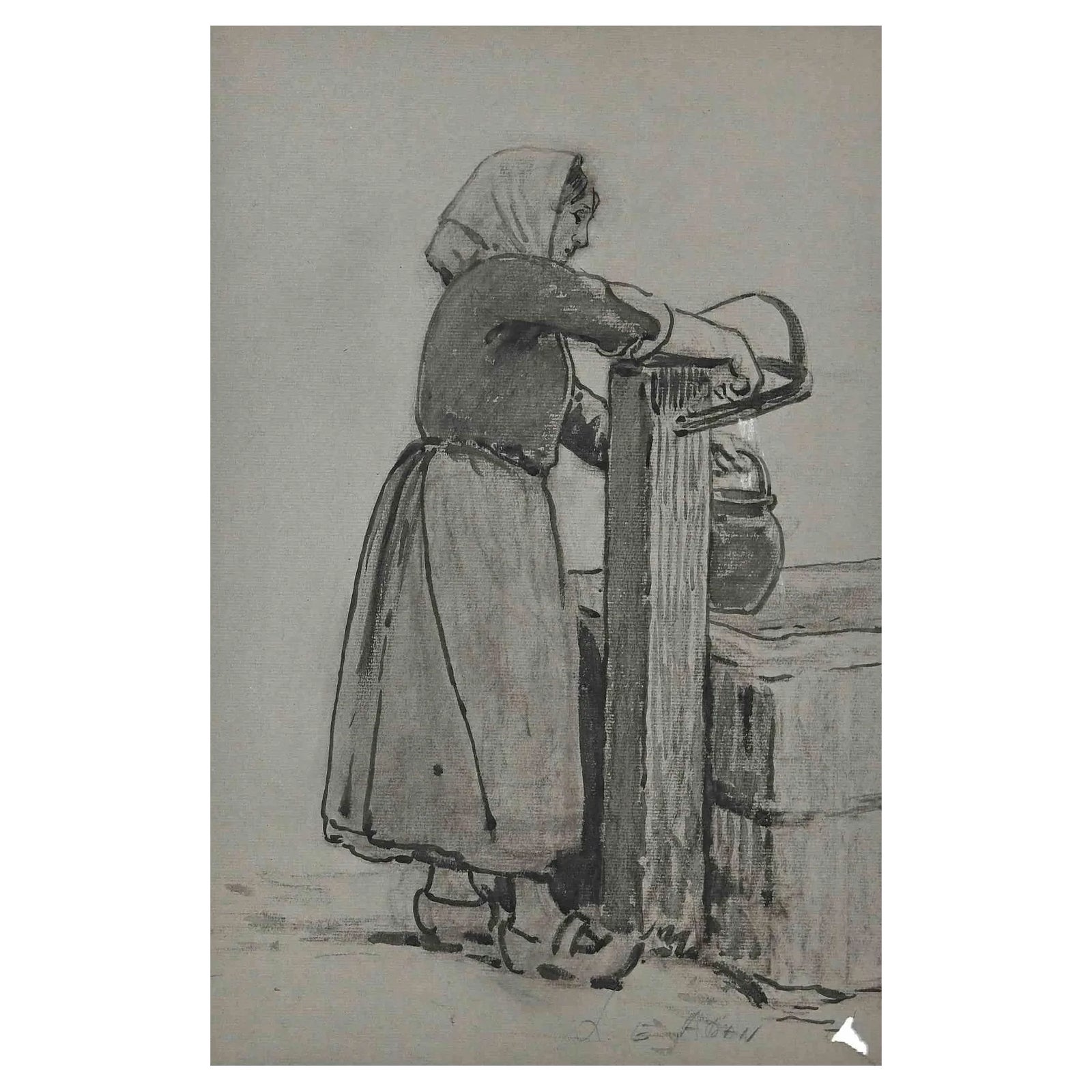 Louis Emile Adan, Woman, Original Drawing, Early 20th-Century | Chairish
