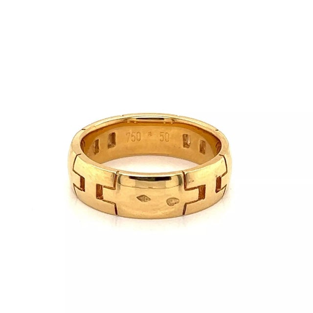26145 - Hermes Hercules H Logo 18k Yellow Gold Band Ring, Size 5 | Chairish