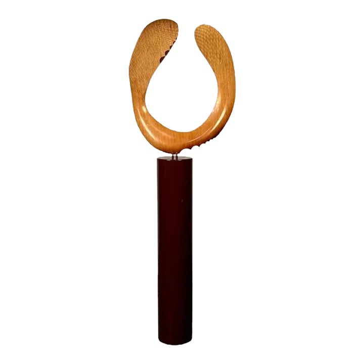 Modern Boomerang Wooden Sculpture on Steel Pedestal by David Hymes ...