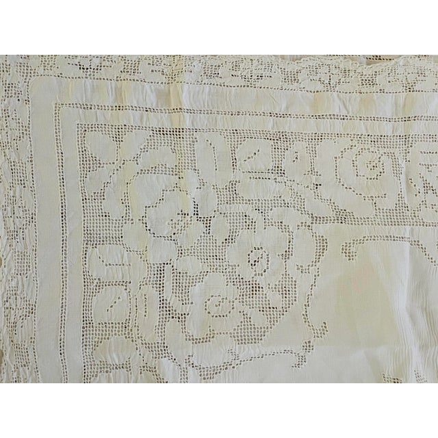 1940s Richelieu Linen Handmade Textile Tabkecloth | Chairish
