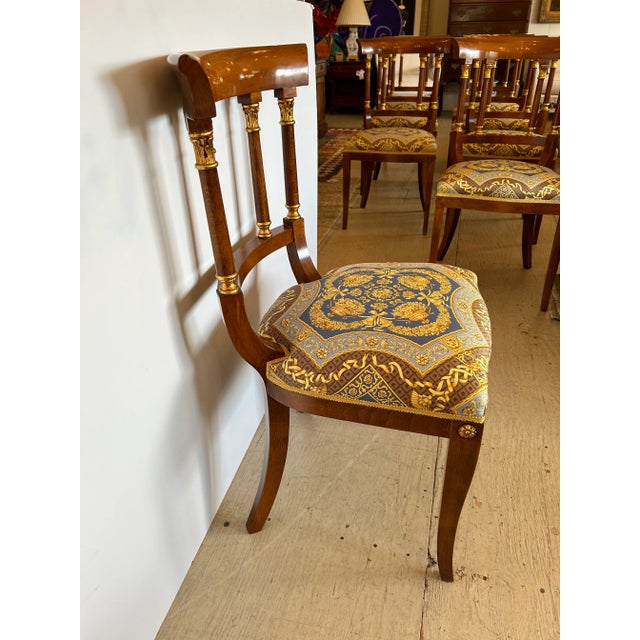 Empire Style Dining Chairs With Versace Upholstery- Set of 8 | Chairish