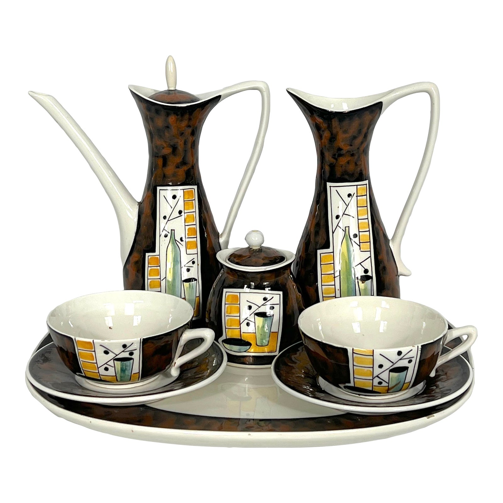 1950s Mid-Century Ceramic Teapot Set by Alfa Ceramiche, Italy, 8 Pieces ...