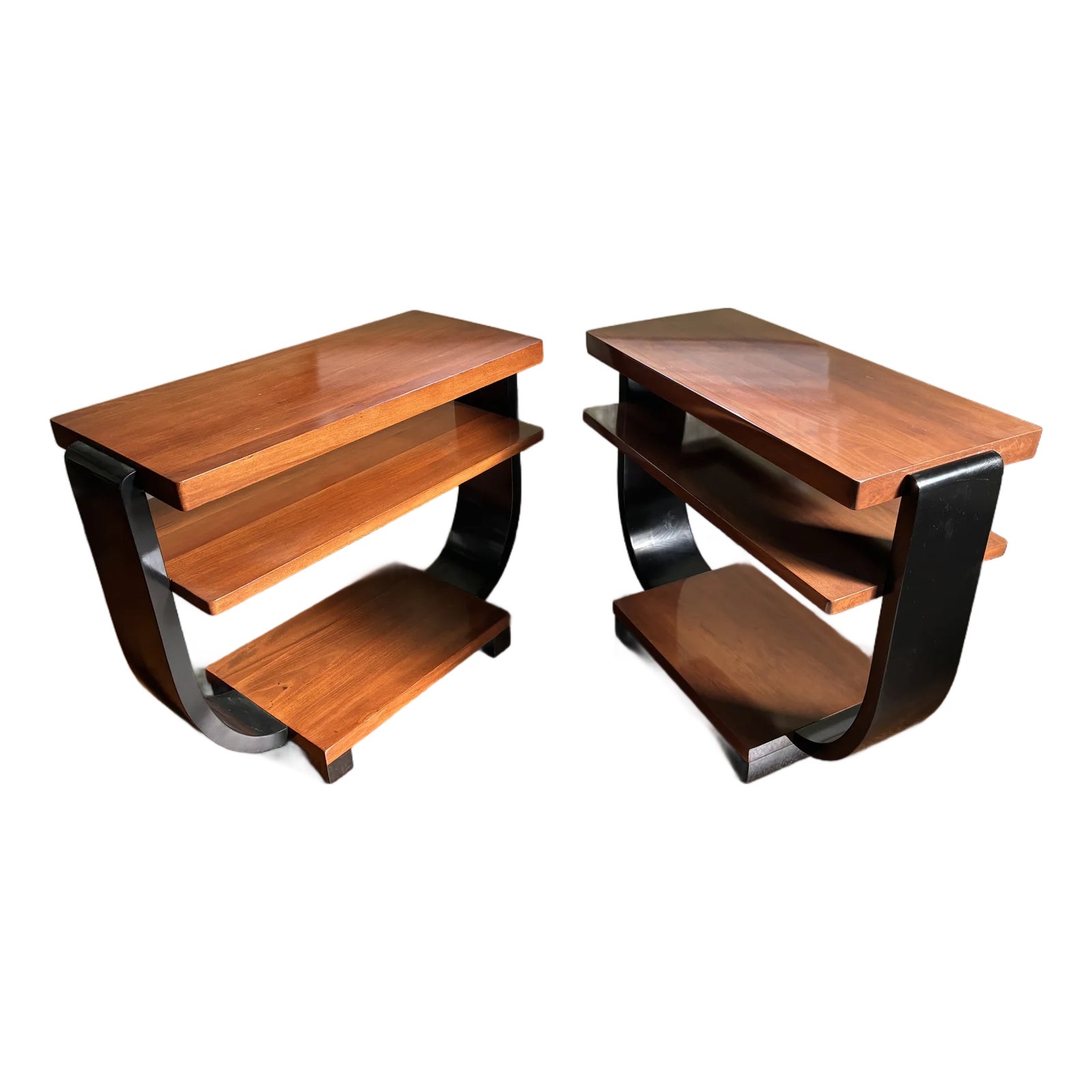 1940s Streamlined Moderne Art Deco Side Tables Attributed to Gilbert ...